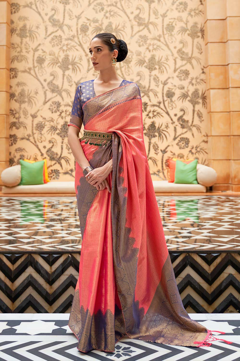 Indira Pink Silk Handloom One Minute Saree – ONE MINUTE SAREE INDIA